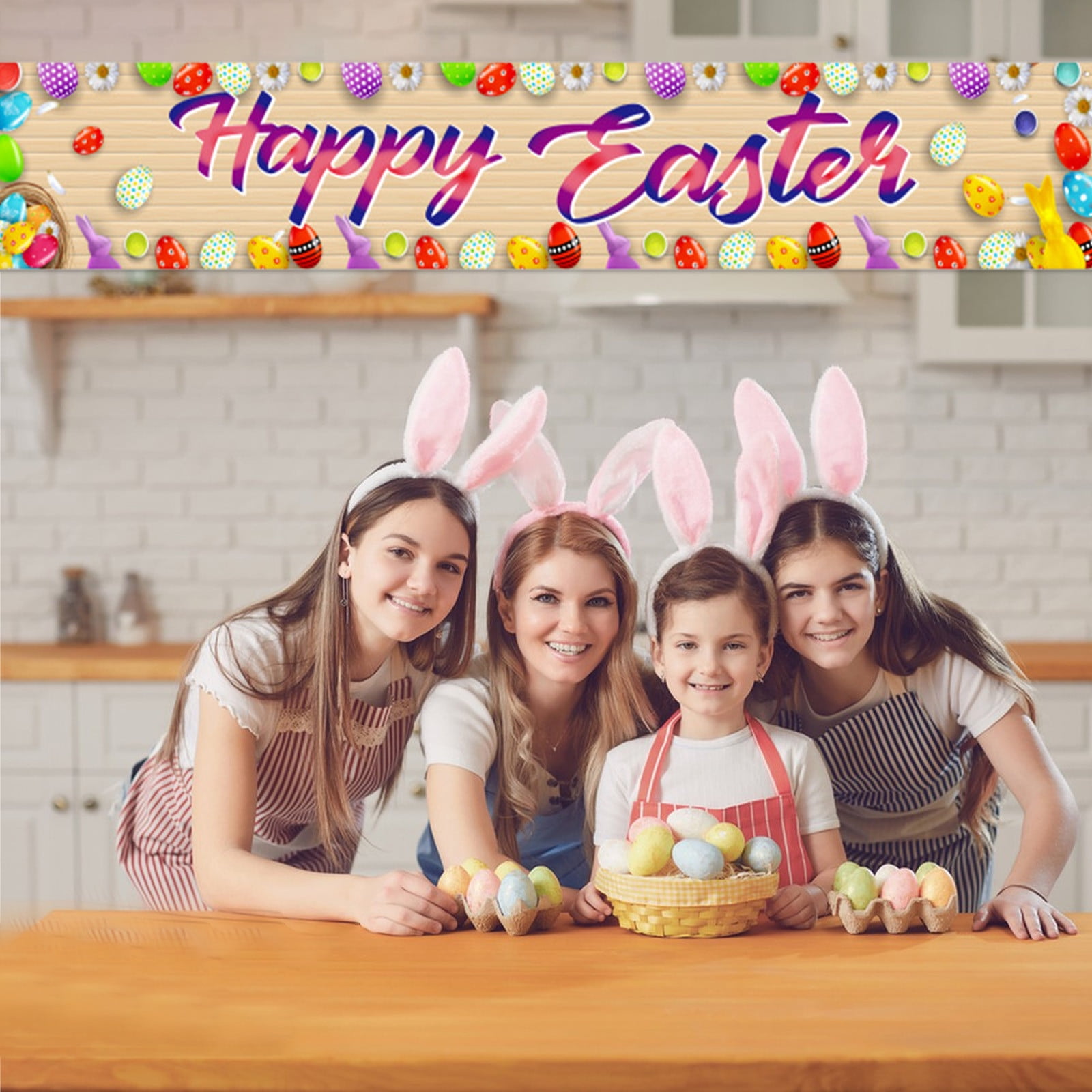 Yyuenw Happy Easter Banners Easter Banners for Outside Garden, Large ...