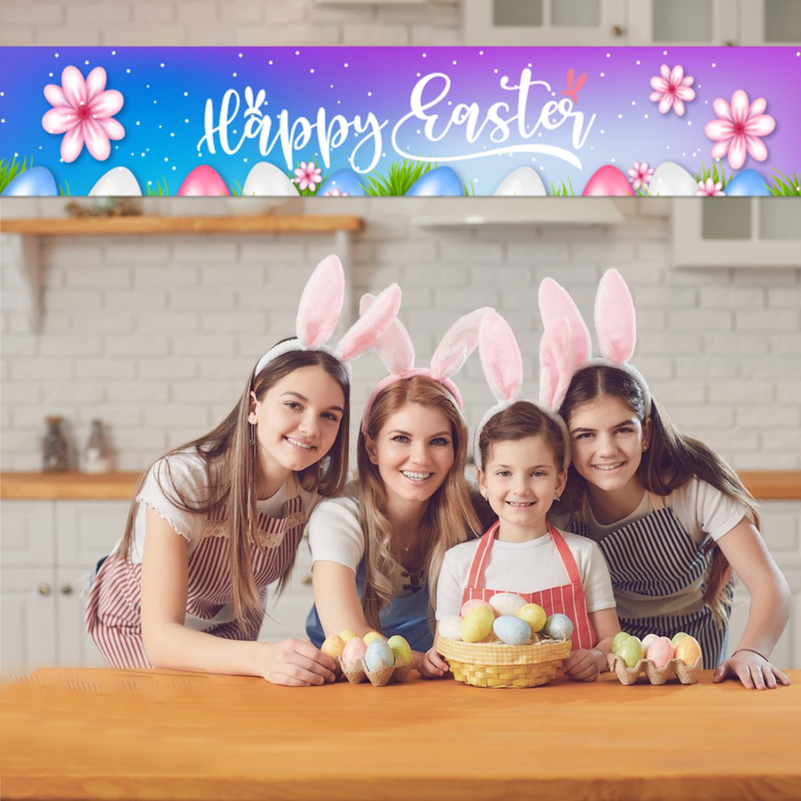 Yyuenw Happy Easter Banners Easter Banners for Outside Garden, Large ...