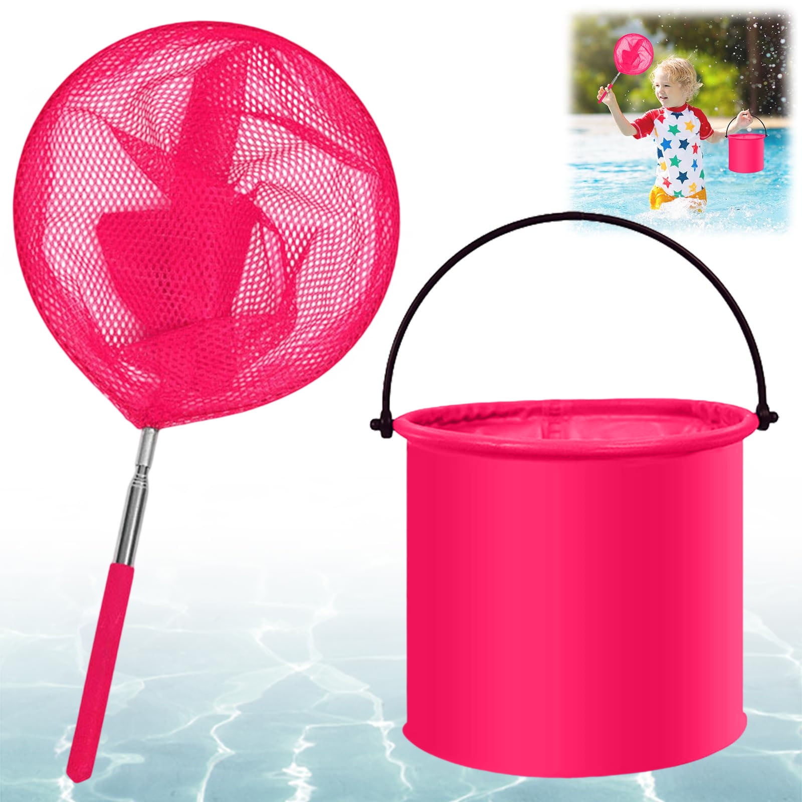 Yyuenw Kids Telescoping Fishing Nets Kids Telescopic Butterfly Fishing ...