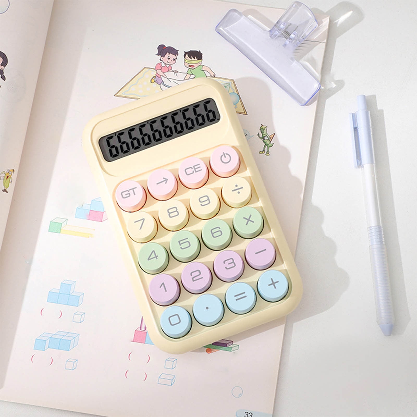 Yyuenw Mechanical Switch Calculator with Big Buttons, 10 Digits Large LCD Display Small Cute ...