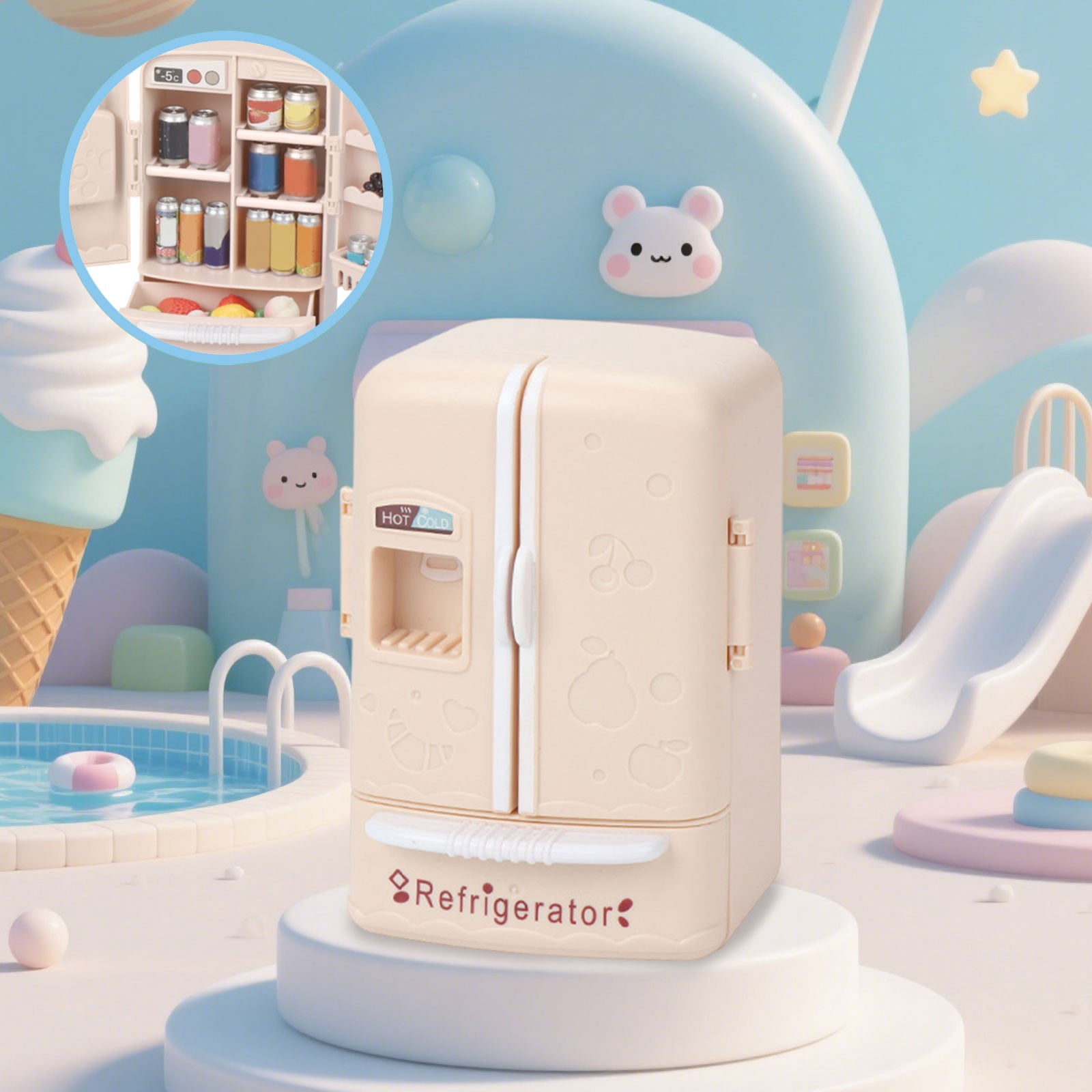 Yyuenw Mini Refrigerator Toys for Kids, Realistic Kitchen Playset ...