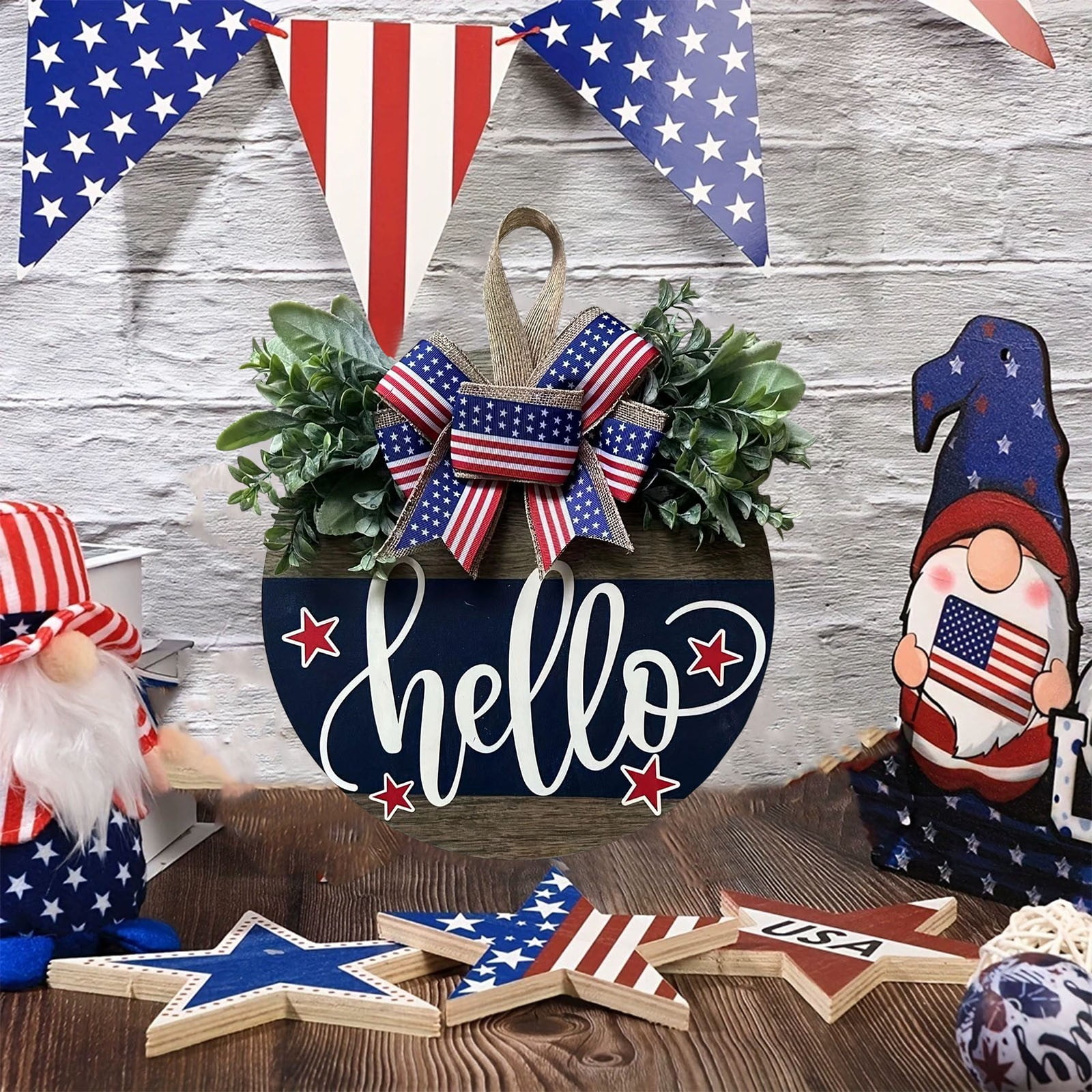 Up to 65 off!Yyuenw Patriotic Wreath Independence Day Wooden Board Door ...