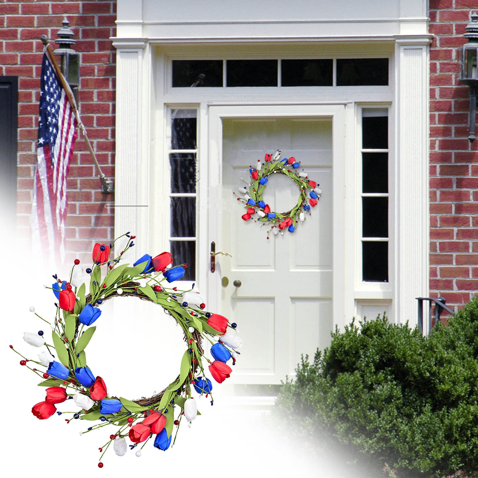 Yyuenw Patriotic Wreath Simulated Flower Love Berry Wreath Independence ...