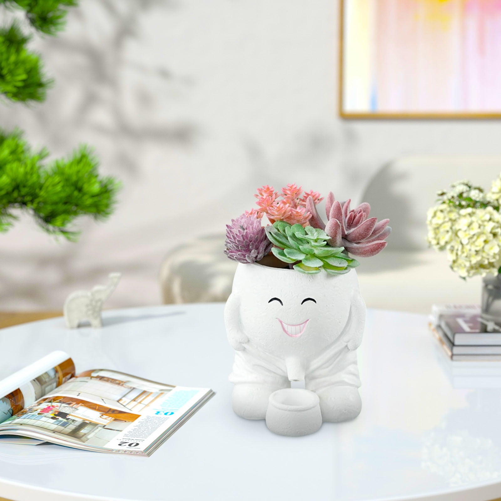 Yyuenw Smily Face Planter Pot, Creative Planter with Smiley Face, Cute ...