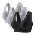 Yyuenw Women's Solid Color Lace Trim Bra (3-Pack), Floral Lace Support ...