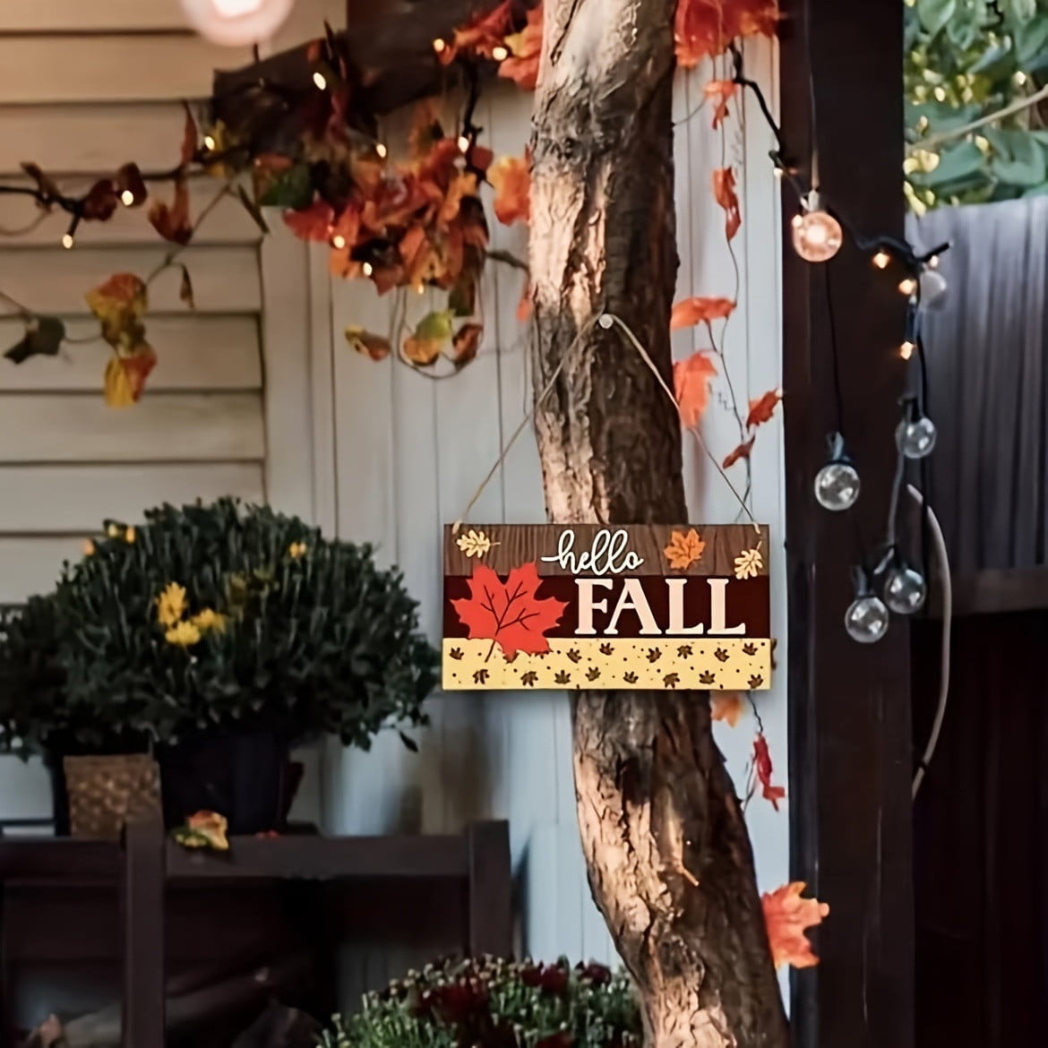 Yyuenw Wooden Sign for Front Door Outside , Maple Leaves Autumn Decor ...