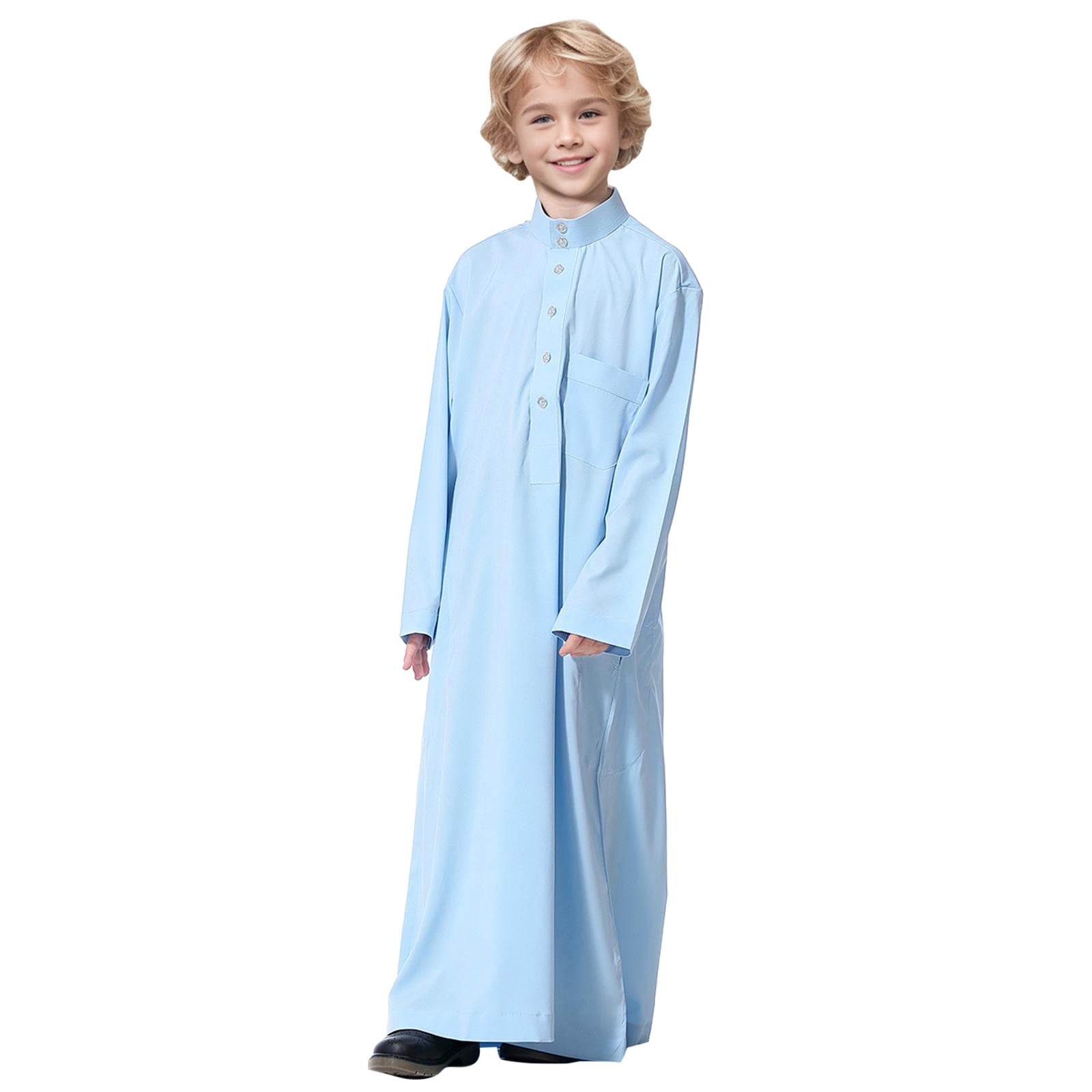Yzengfg Arabic Thobe Thobe Long Sleeve Kaftan Crew Robe National ...