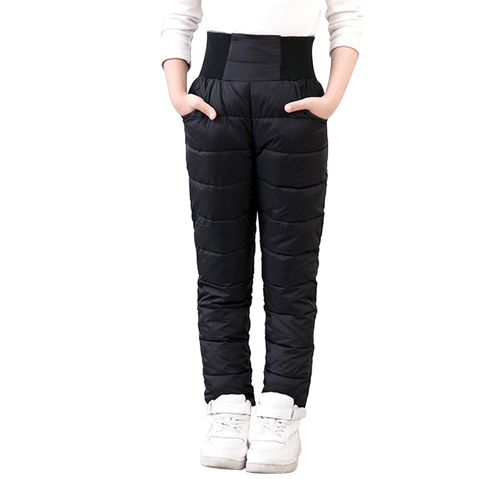 Yzengfg Little Girls Boys Solid Snow Pants Thick Winter Warm Kids Pants ...