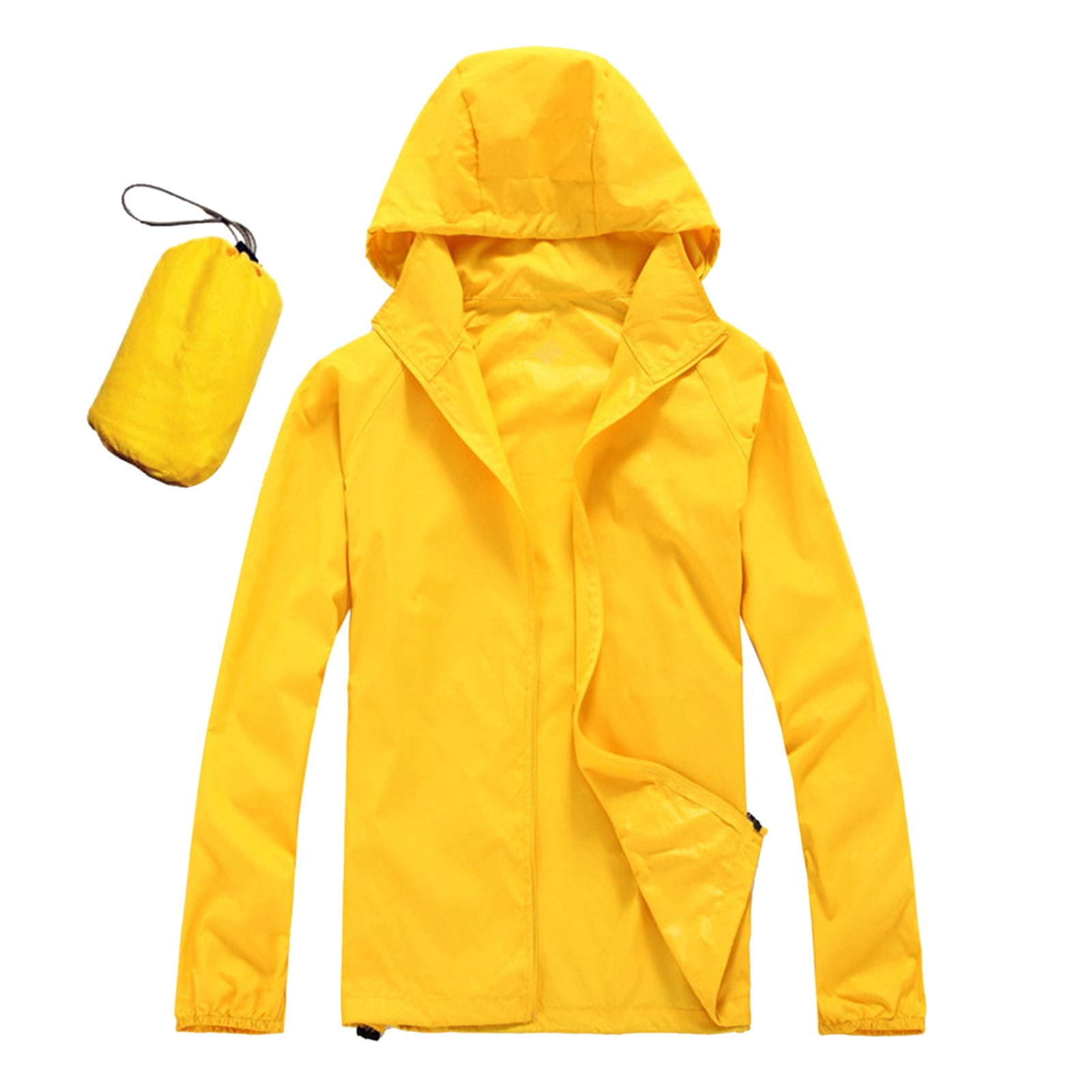 Yzengfg Mens Four Seasons Solid Color Packable Rain Jacket Lightweight ...