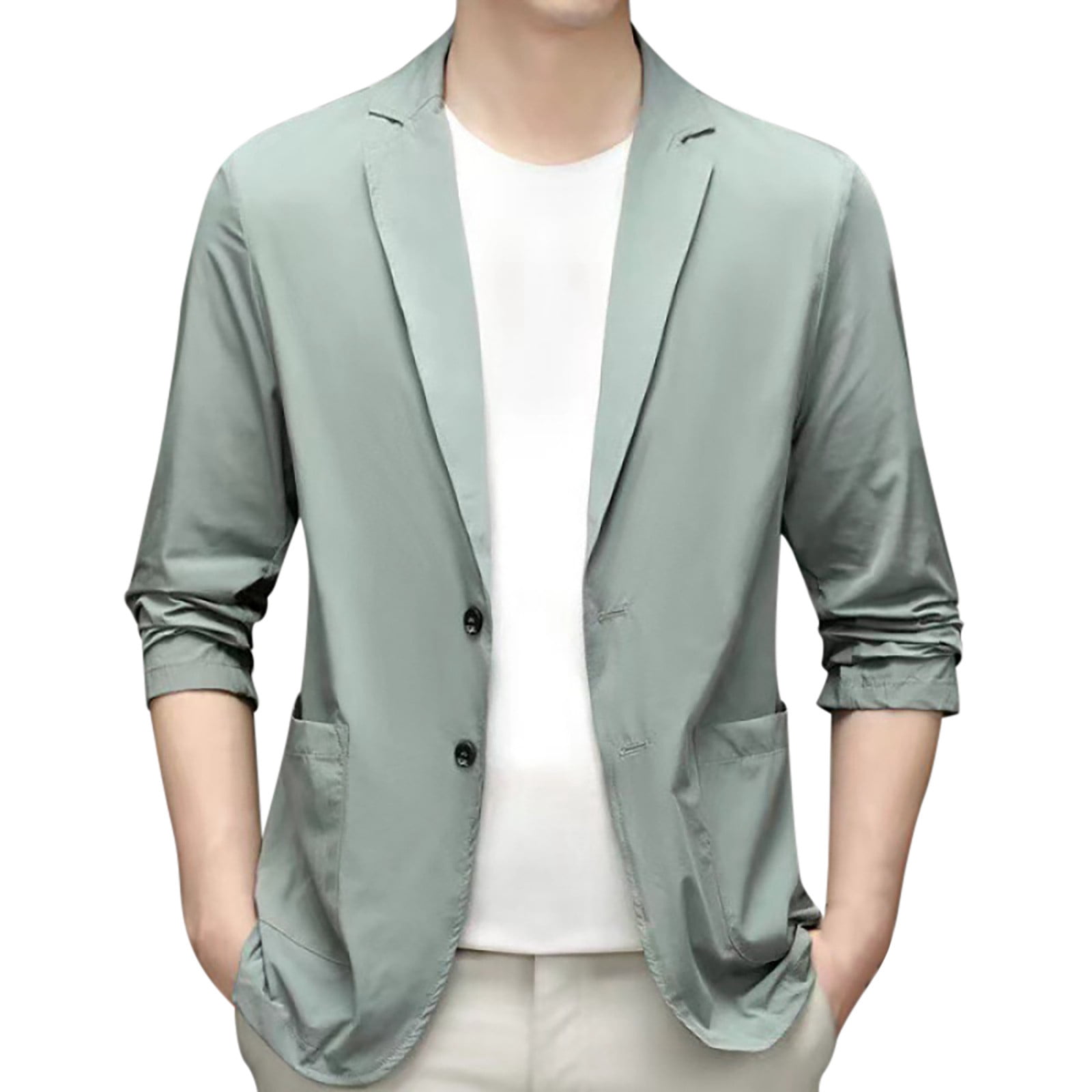 Yzengfg Spring Summer Men's Lightweight Summer Suit Jacket Casual ...