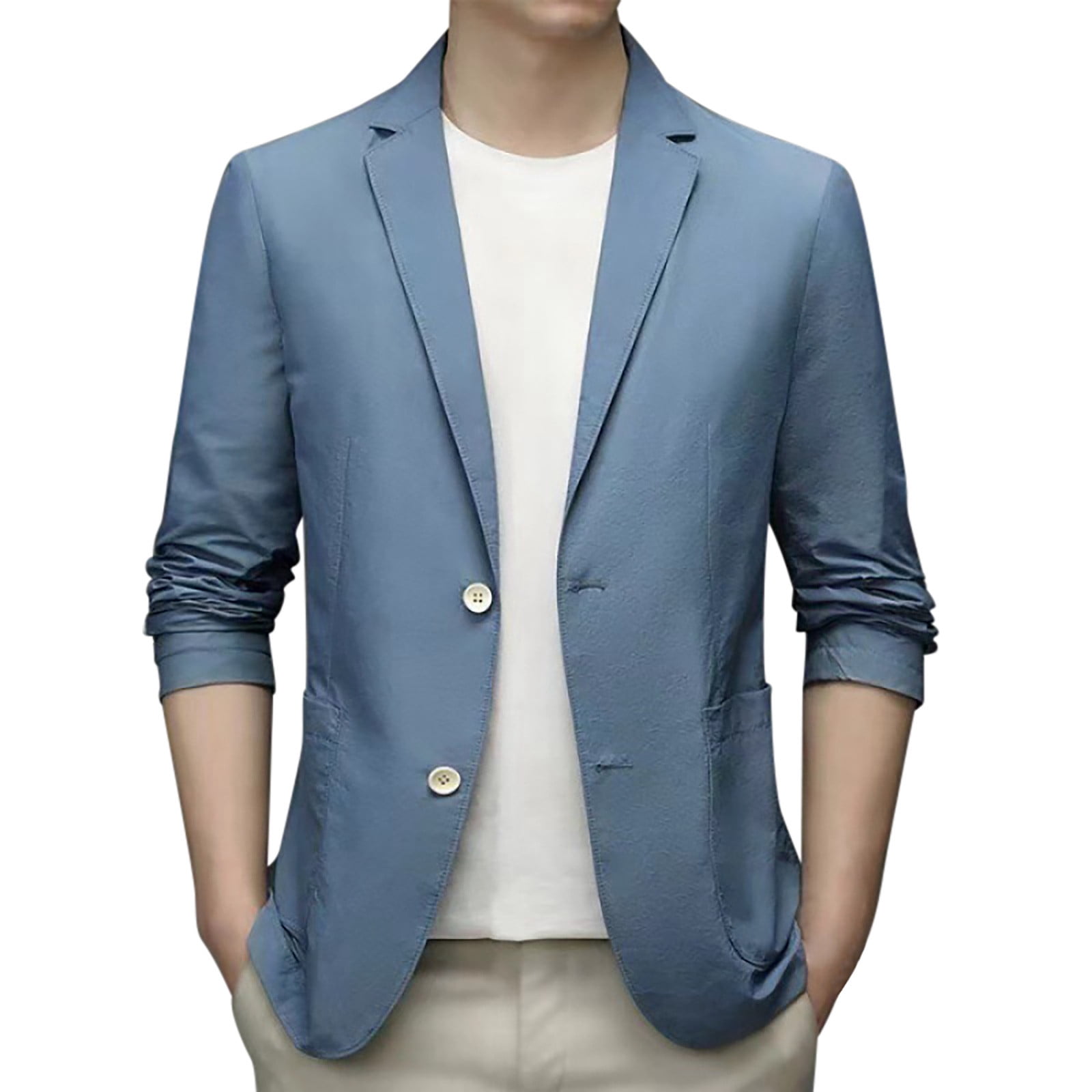 Yzengfg Spring Summer Men's Lightweight Summer Suit Jacket Casual ...