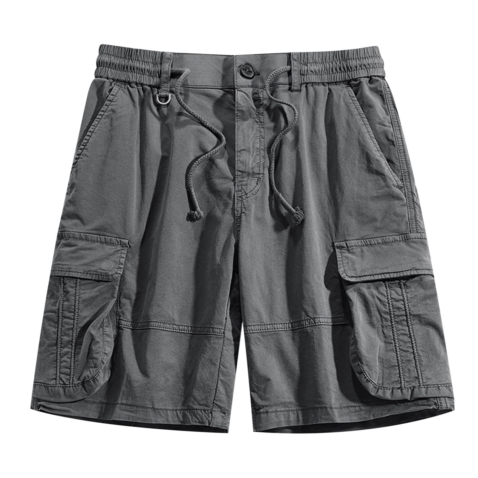 Yzengfg Summer Men's Cargo Pocket Solid Color Casual Fifth Medium Pants ...