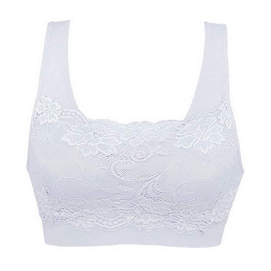 Yzengfg Women's Seamless Lace Bra Top With Front Lace Cover Sports Bra ...