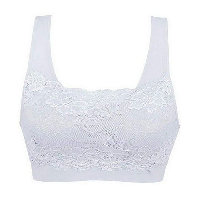 Yzengfg Women's Seamless Lace Bra Top With Front Lace Cover Sports Bra ...