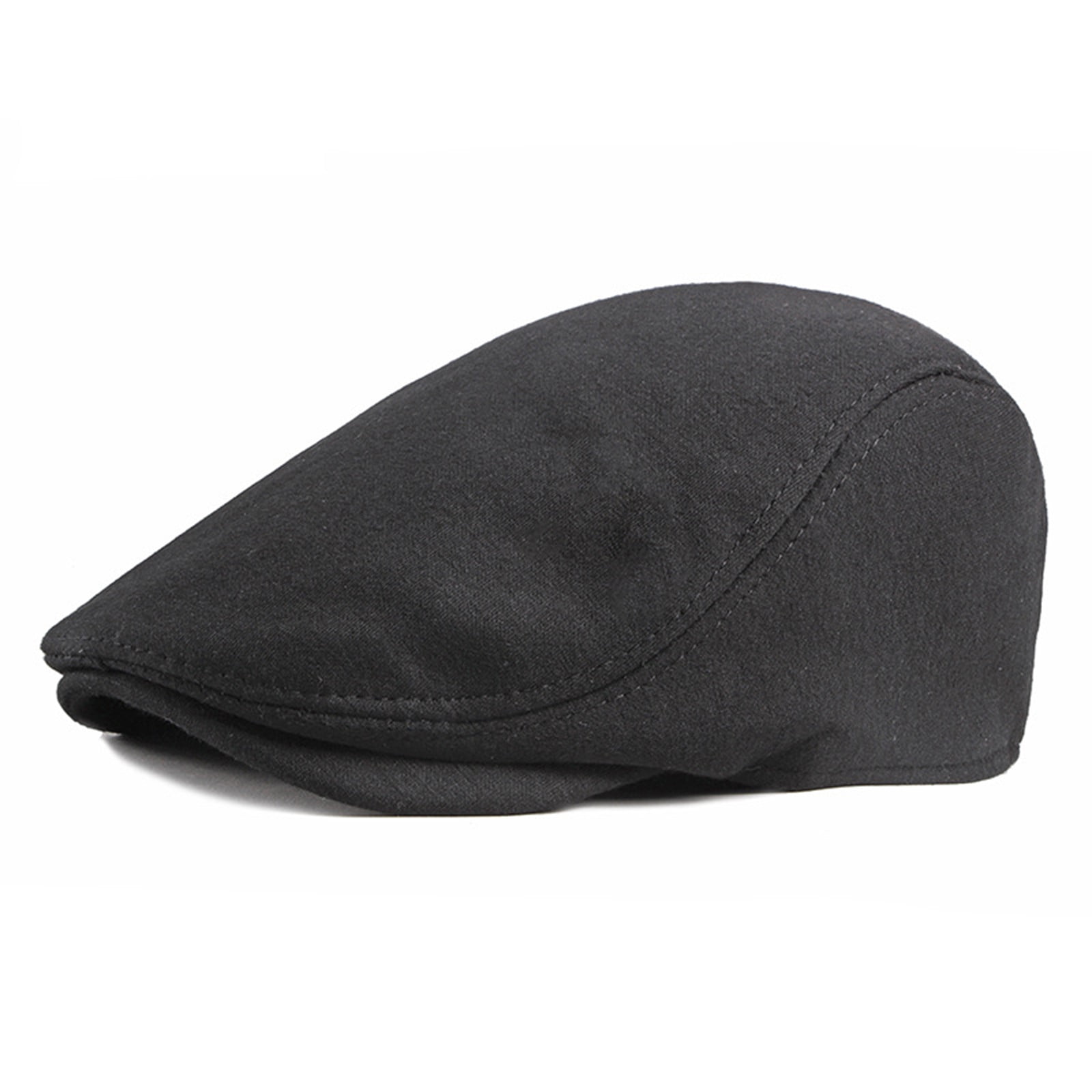 Z-289 Black Men Light Cap Solid Knitted Flat Roof Front Hat British ...