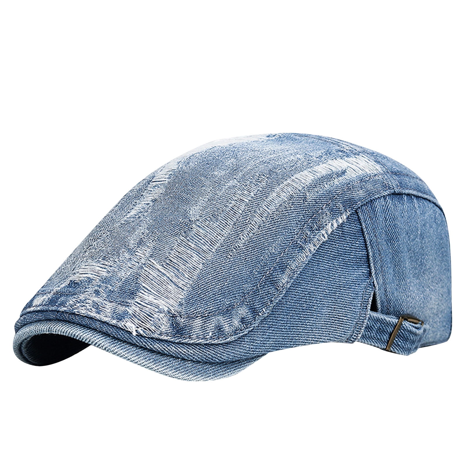 Z-873 Light Blue Men Ancient Fashion Wash Worn Ripped Cowboy Beret ...