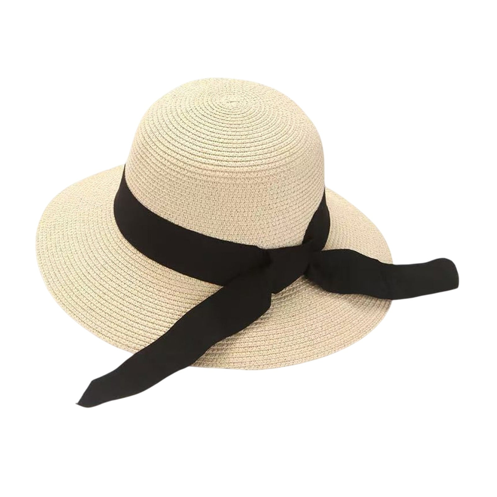 Z-963 White Folding Sun Hat For Women Straw Beach Design Summer Travel ...