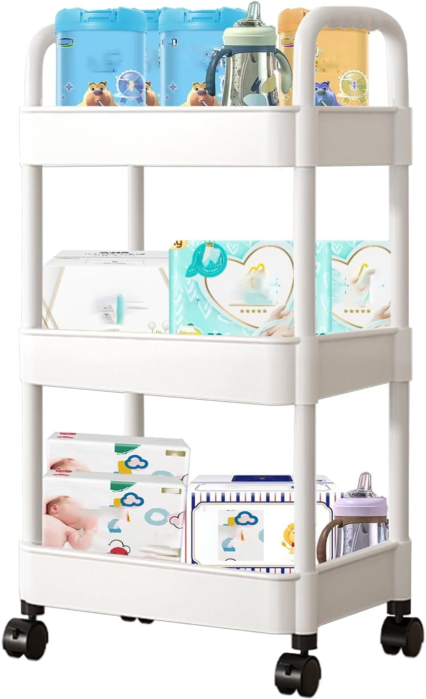 Z&Agoimnhw Baby Diaper Caddy & 3-Tier Rolling Diaper Cart,Plastic ...