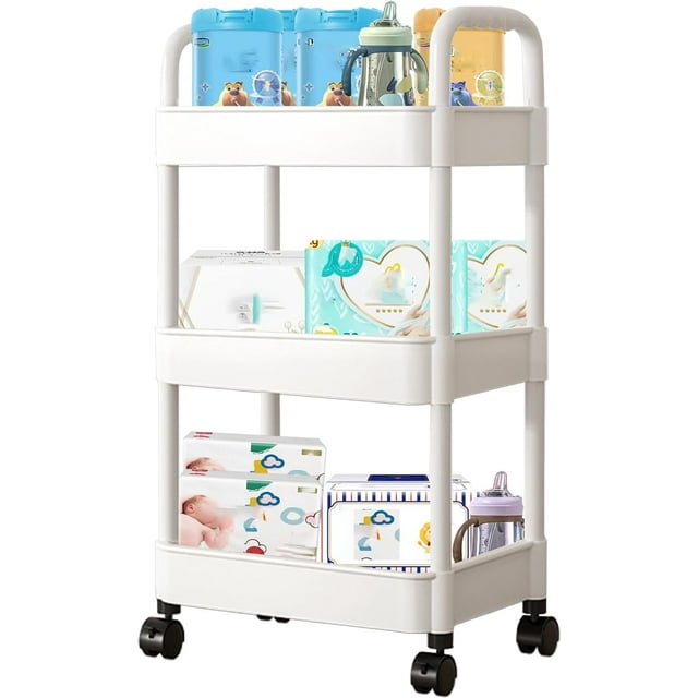Z&Agoimnhw Baby Diaper Caddy & 3-Tier Rolling Diaper Cart,Plastic ...