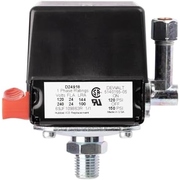 Z-D24918 Pressure Switch 1/4" NPT Single Port 120-150 PSI 2-pole 120 ...