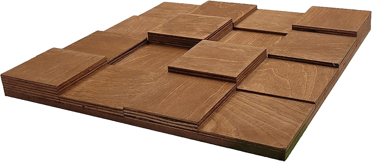 Z Design Studio Inc 12"x12" Wood Tiles, Cubic Wall Panels Made Out of ...