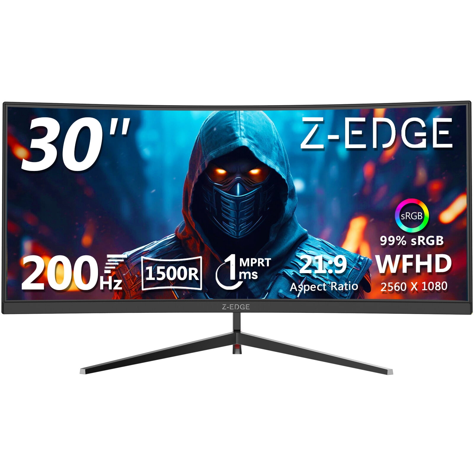 Z-EDGE 30 Inch Ultrawide Curved Gaming Monitor, 200Hz Refresh Rate, 1ms ...