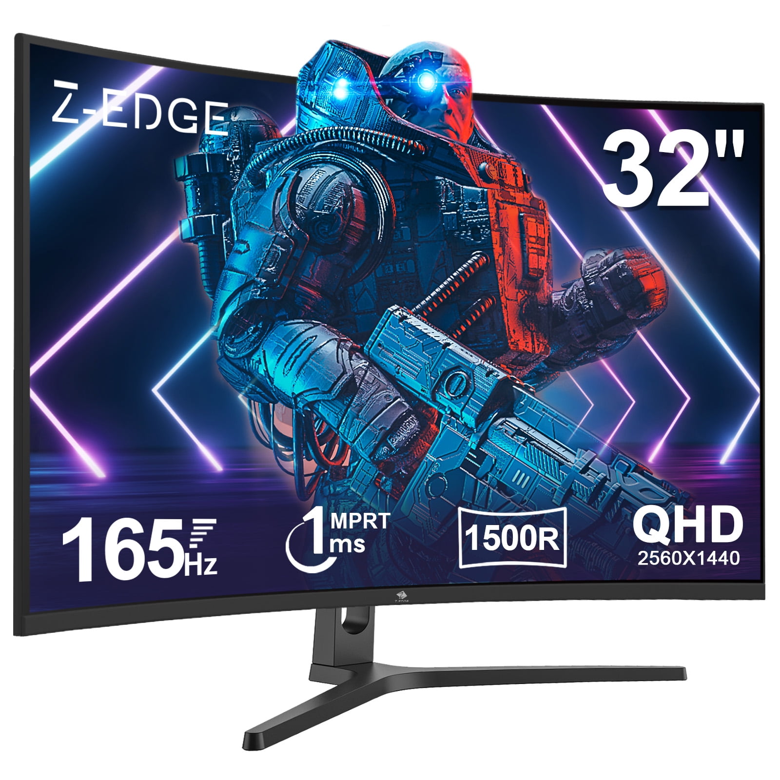 Z-EDGE 32-Inch Curved Gaming Monitor 2K QHD 165Hz 1ms 2560x1440, 16:9 LED Monitor Frameless ...