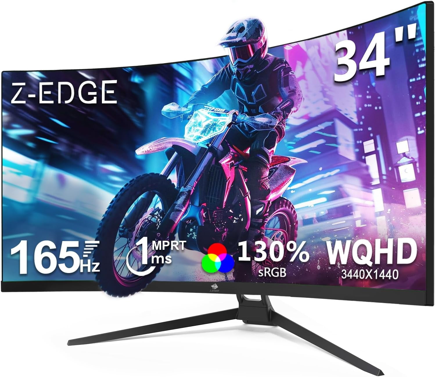 Z-Edge 34" Curved Gaming Monitor, WQHD 1440P 165Hz 144Hz PC Monitor ...