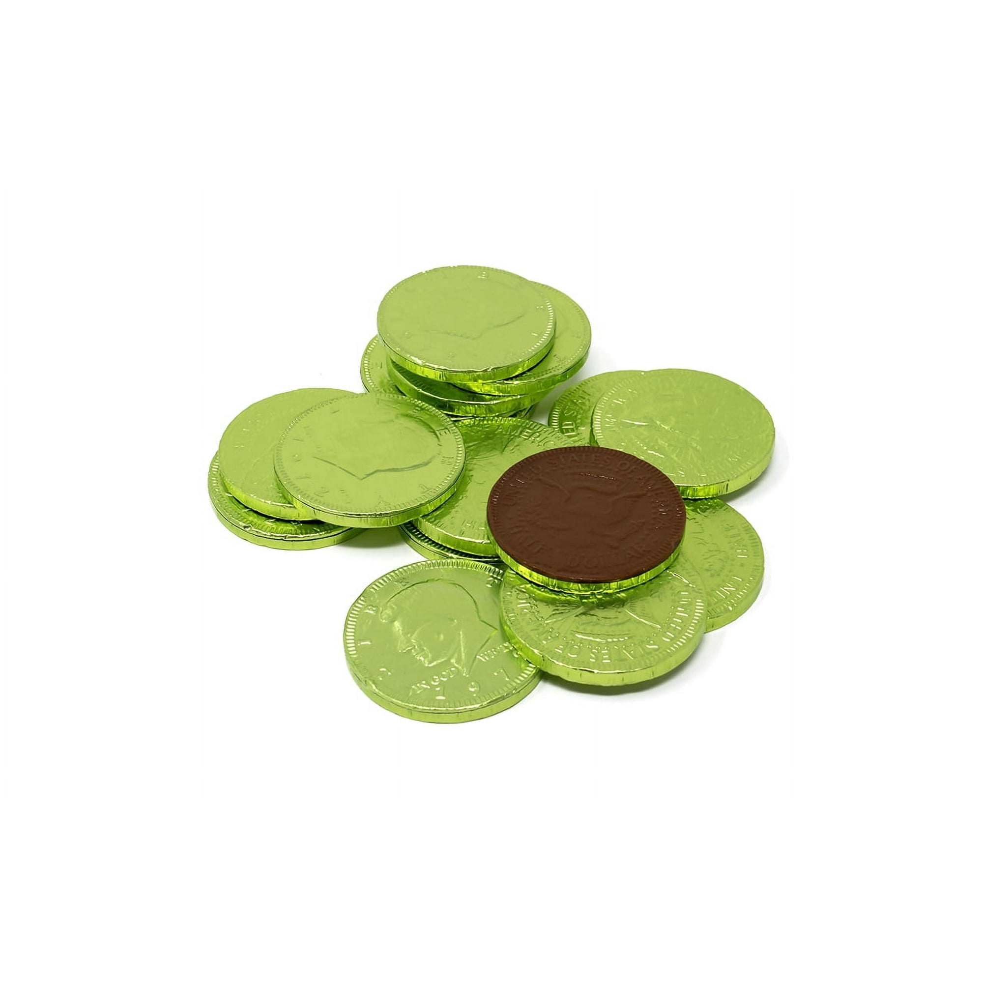 Z/Fort Knox Milk Chocolate 1.5-inch Coins Light Green Foil, 1 lb ...