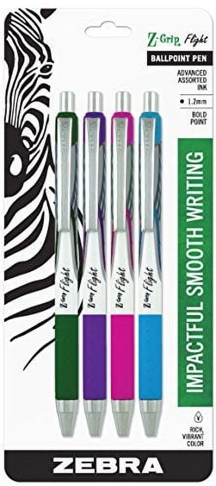 Zebra Pen Z-Grip Flight Retractable Ballpoint Pen, 1.2mm, 4ct - Walmart.com