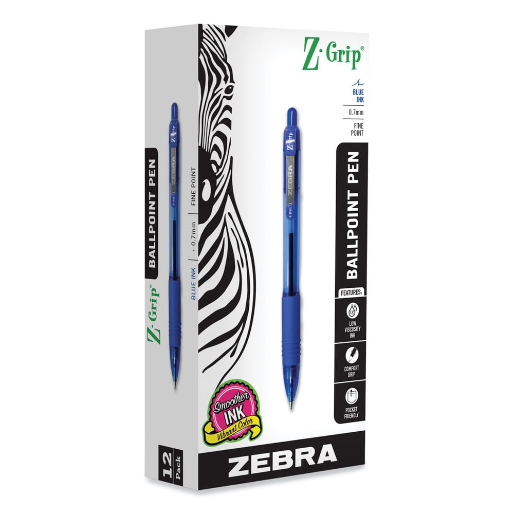 Zebra 23920 Z-Grip Medium 0.7 mm Retractable Ballpoint Pen - Blue (1 ...