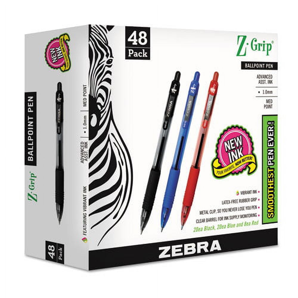 Z-Grip Ballpoint Pen, Retractable, Medium 1 Mm, Assorted Ink And Barrel ...