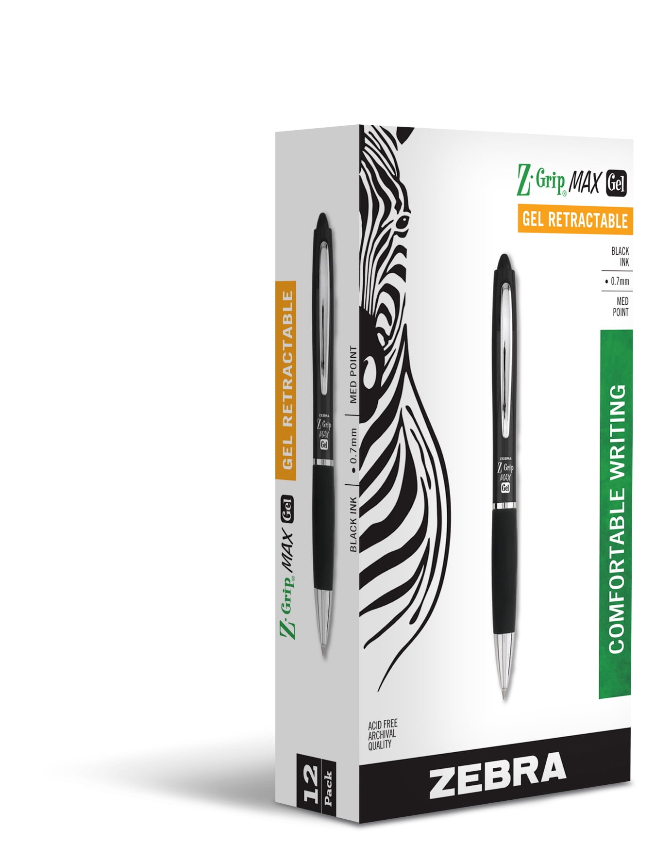 Z-Grip Max Gel Retractable 0.7mm Black Dozen - Walmart.com