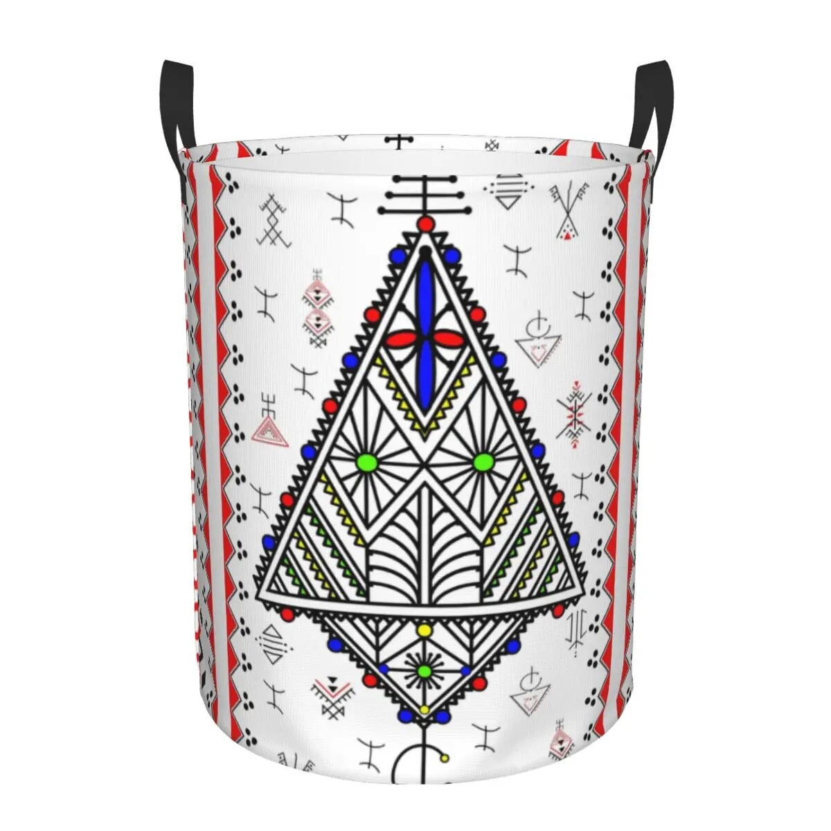 Amazigh Kabyle Pattern Laundry Basket Collapsible Geometric Traditional ...