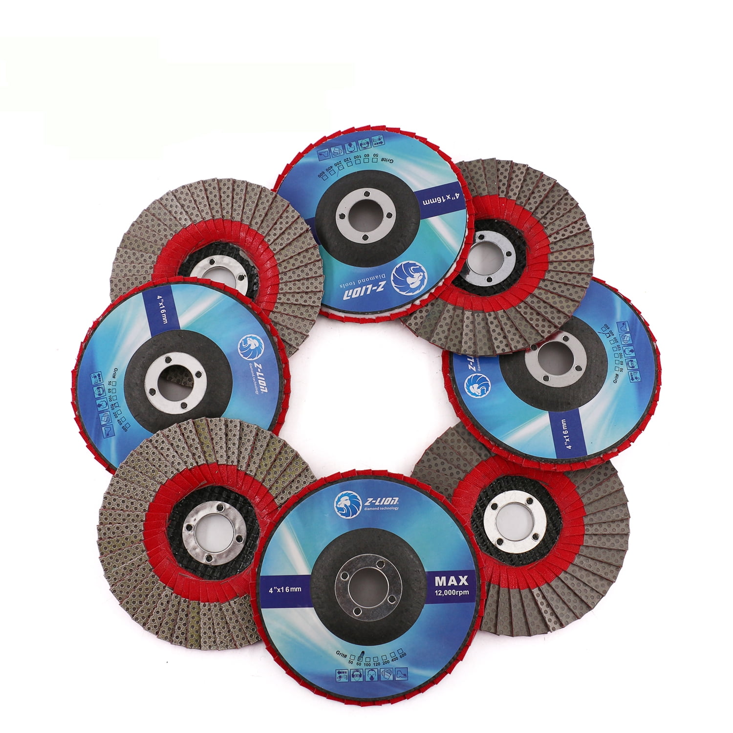 Z-LION 4"Diamond Grinding Wheel Flap Disc,100mm Angle Grinder Sanding ...