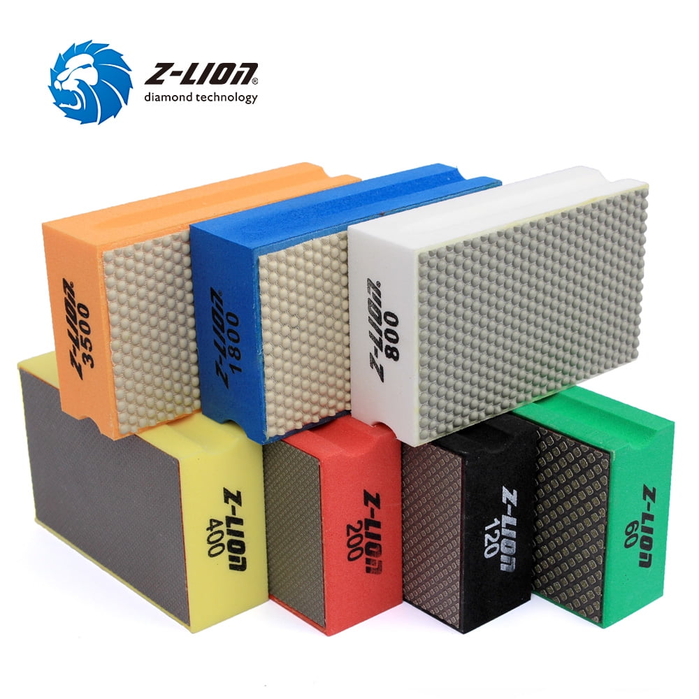 Z-LION Diamond Hand Polishing Pads Sponge Foam Backed pads 90X55mm ...