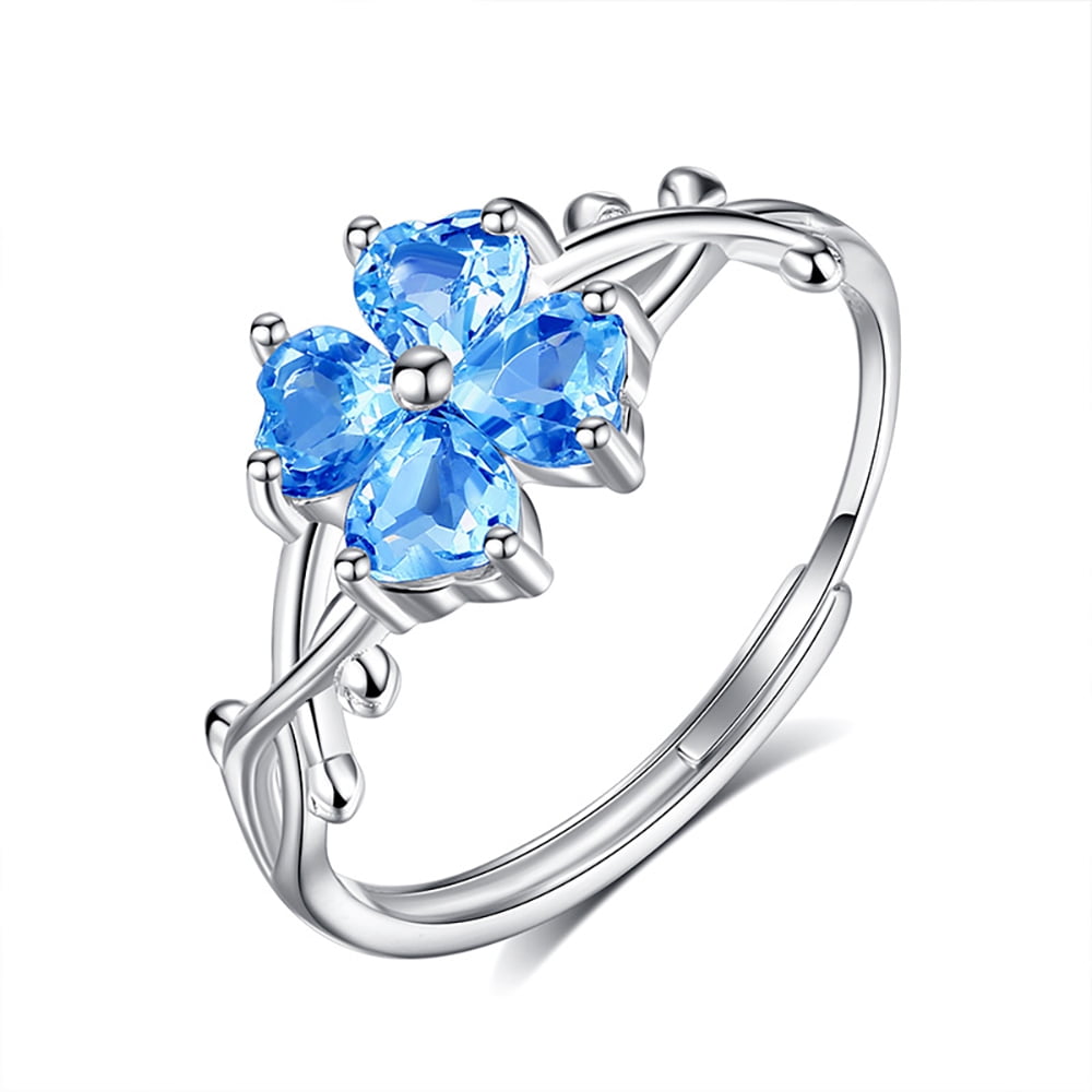 Z.LP Jewelry - Petal Blue Crystal Flower Ring for Women - Walmart.com