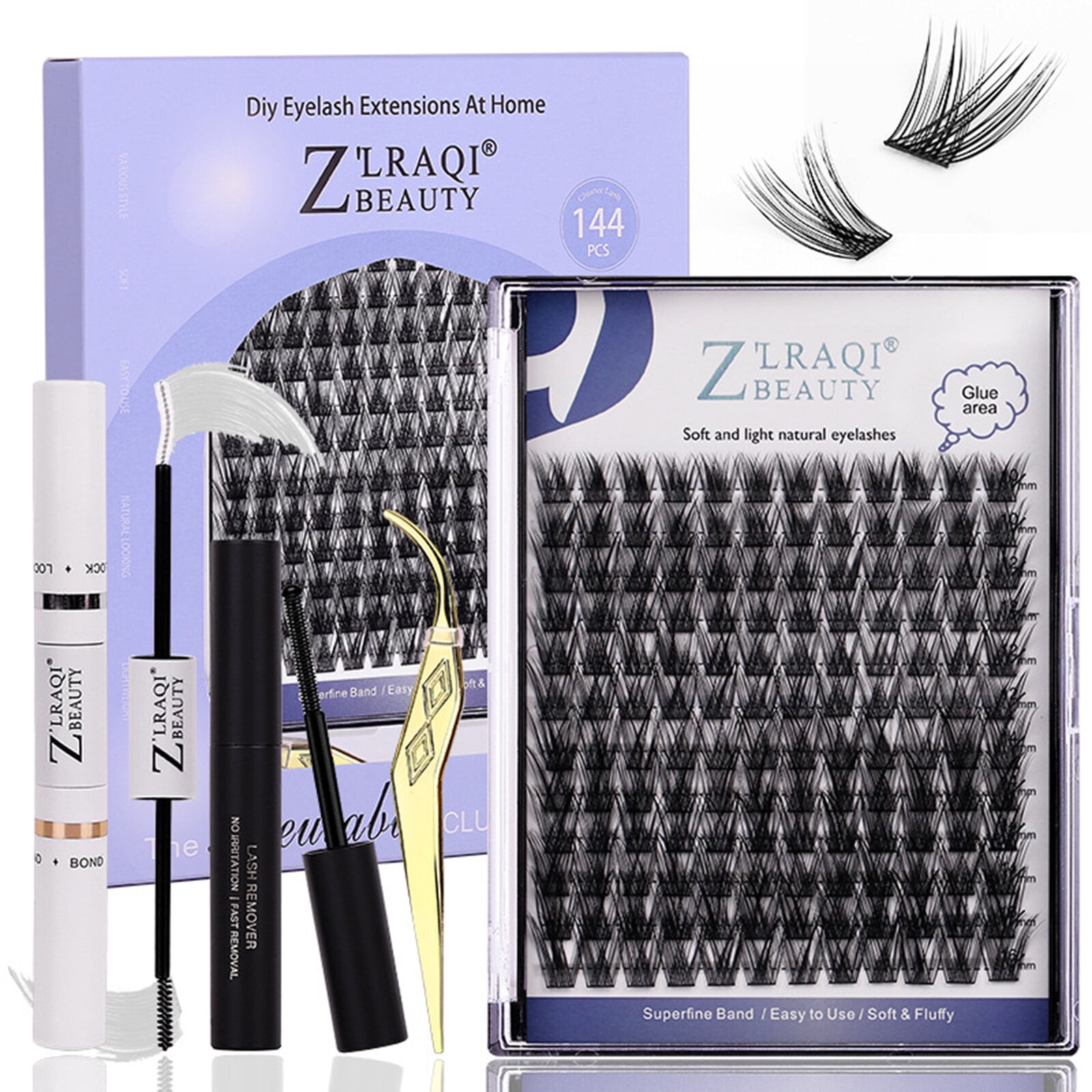 Z'LRAQI BEAUTY Individual False Eyelashes Set Lash Clusters Kit Fake ...