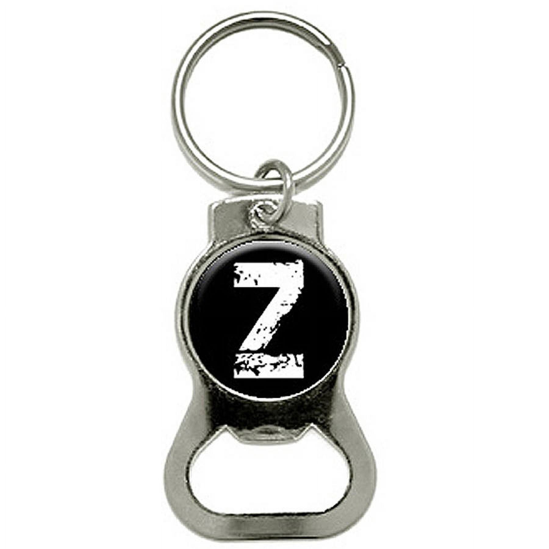 Z Letter Black White Distressed Bottle Cap Opener Keychain Ring ...