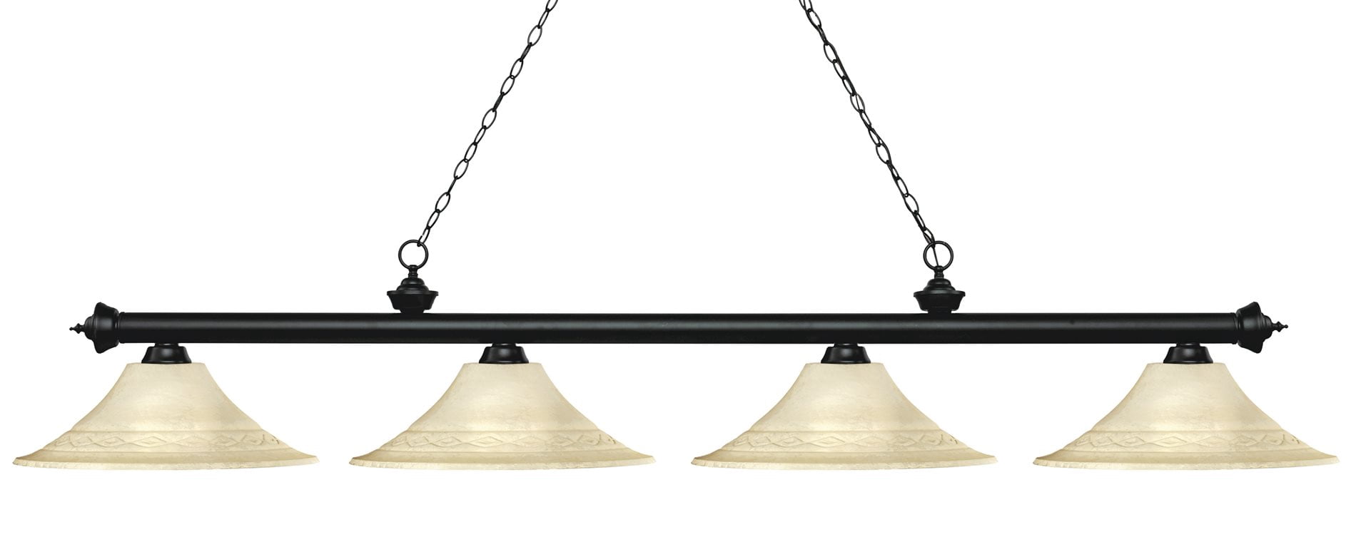 Z-Lite 200-4MB-FGM16 4 Light Island/Billiard Light Fluted Golden Mottle ...