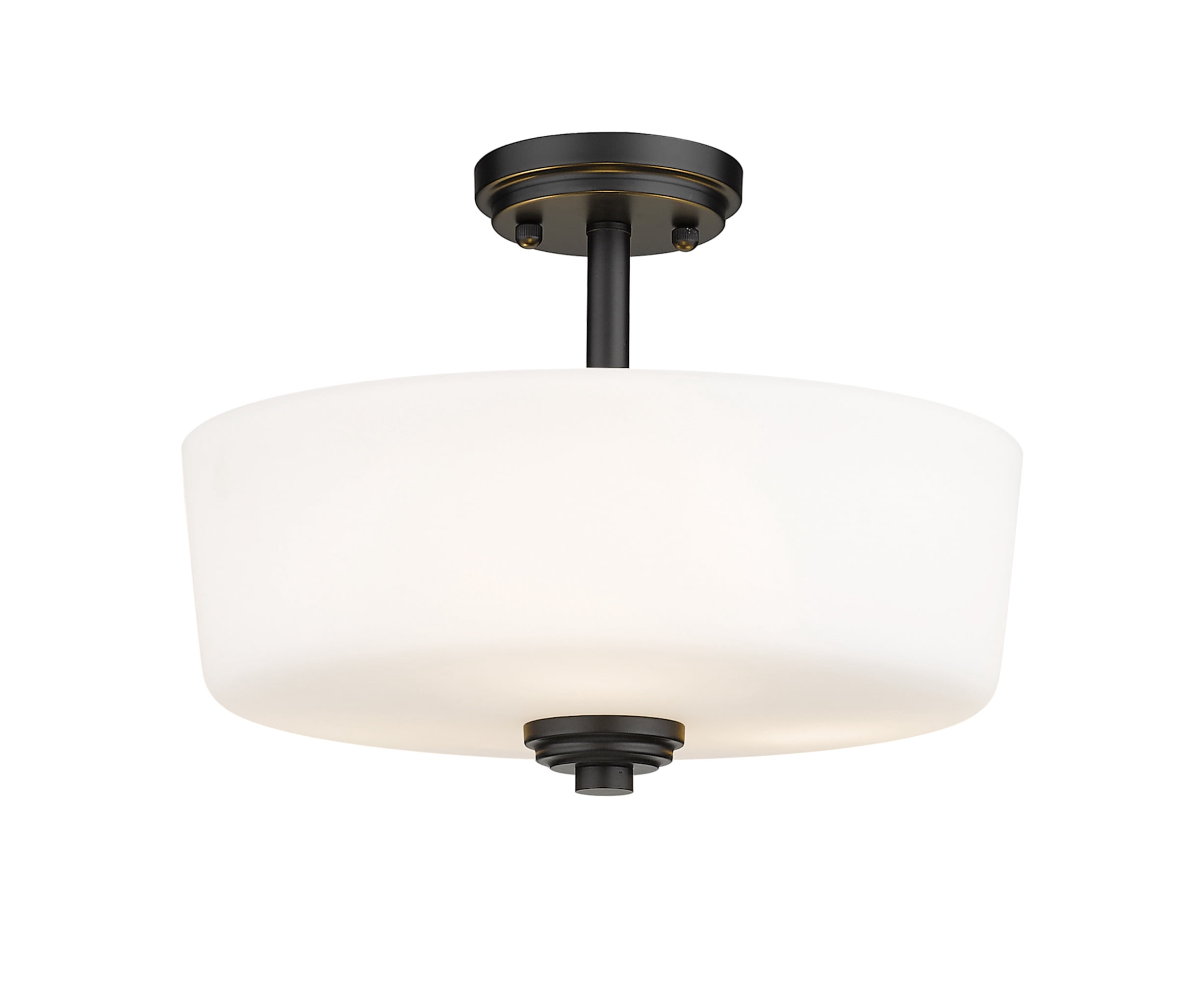 Z-Lite Arlington 15" Round Glass Steel Semi Flush Mount in Matte Opal ...