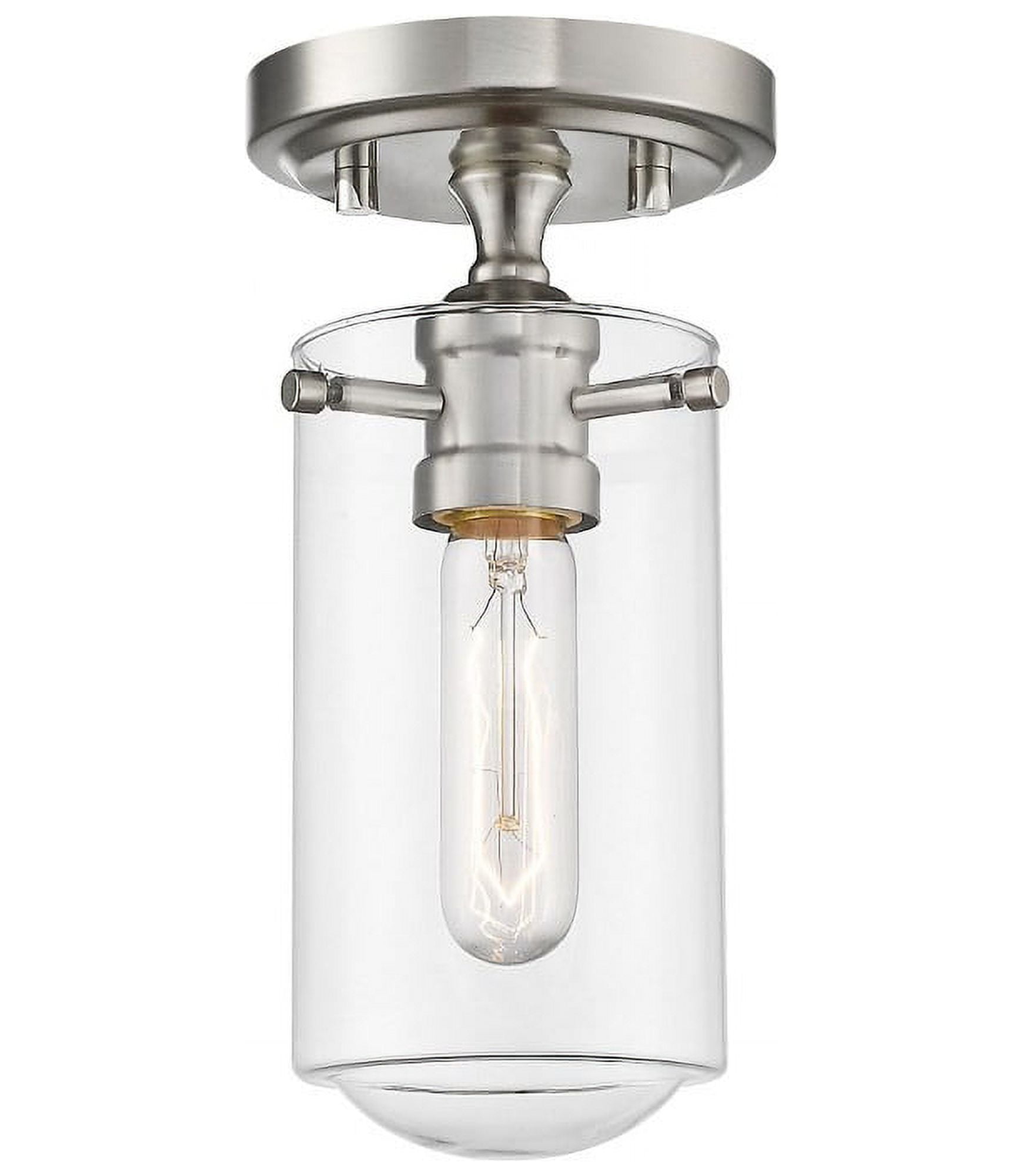 Z-Lite Delaney 5" Round Clear Glass Steel Flush Mount in Brushed Nickel - Walmart.com