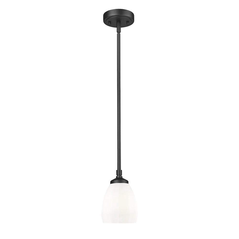 Z-Lite Oren 1 Light Pendant in Matte Black color, Steel frame - Walmart.com