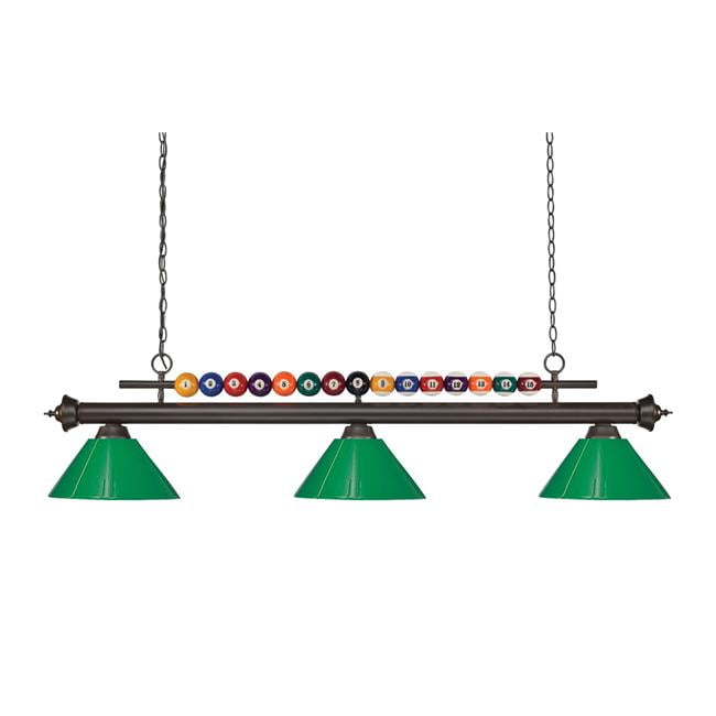 Z Lite 170BRZ-PGR Shark Billiard 3 Light with Green Plastic Shade ...