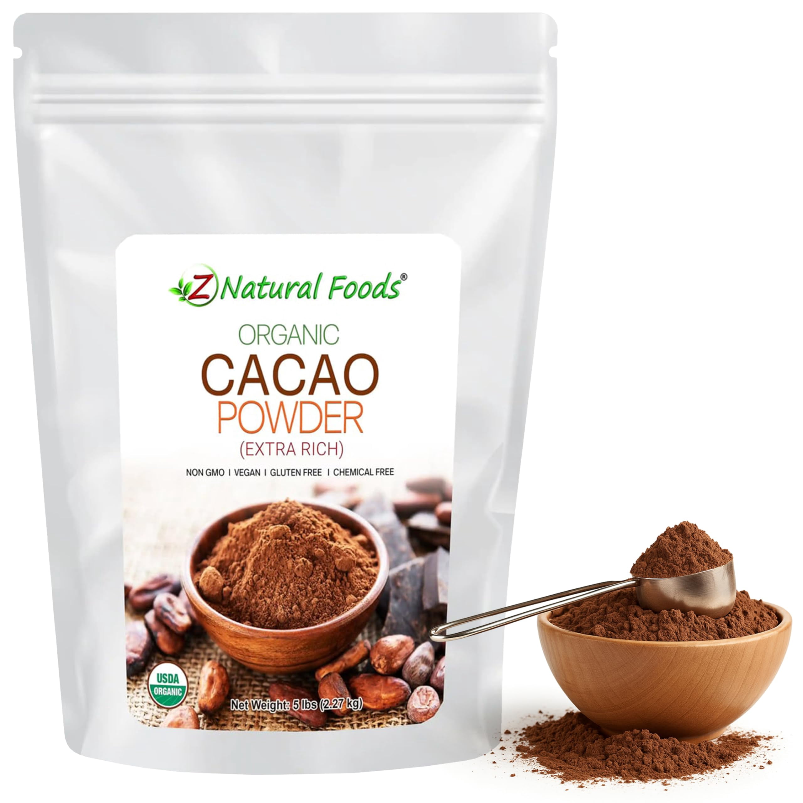 Z Natural Foods Organic BDF32 Cacao Powder - Unsweetened Nutrient-Dense ...