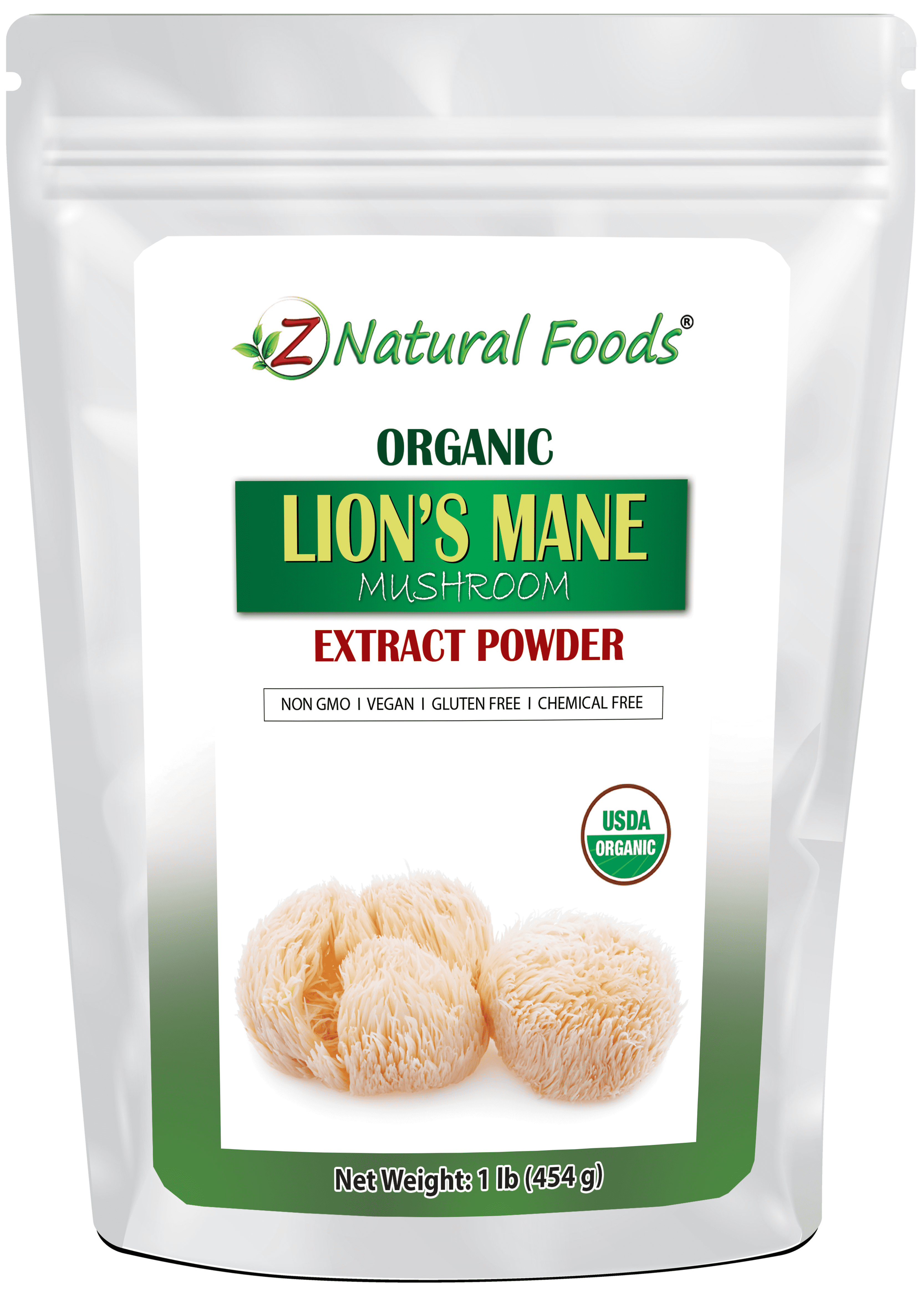Z Natural Foods Organic Lion’s Mane Mushroom Extract Powder, Vitamin ...