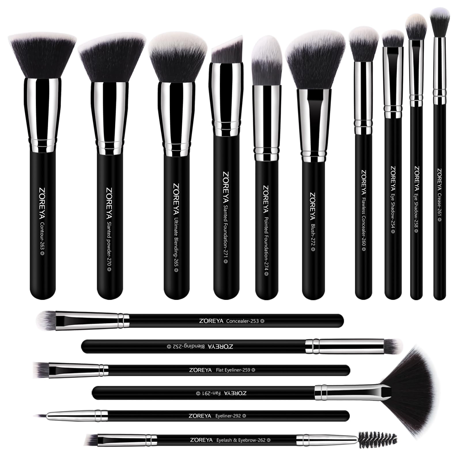 Z'OREYA Makeup Brushes, 16Pcs IFF17 Makeup Brush Set Premium Synthetic ...