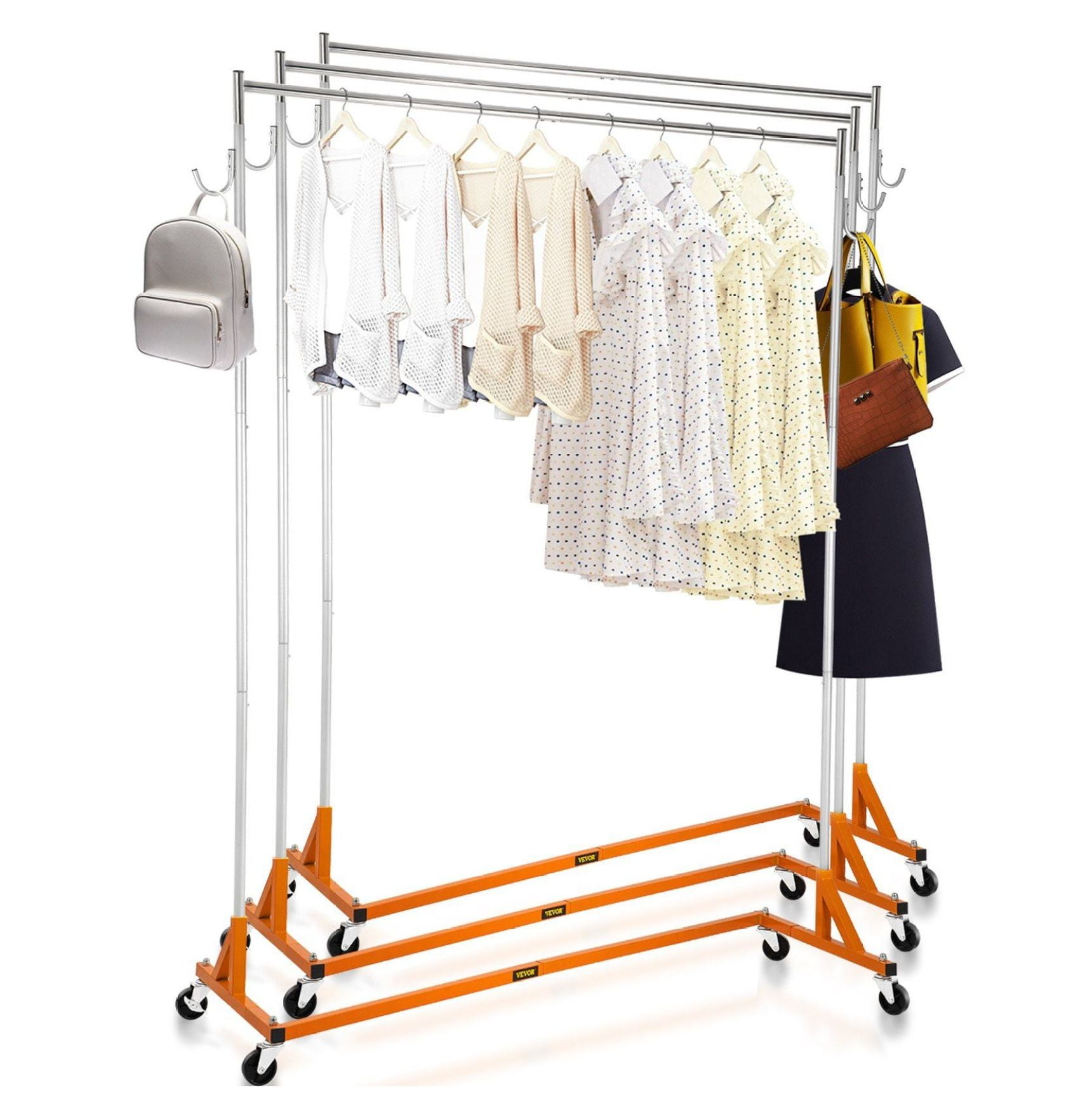 Z Rack, Industrial Grade Z Base Garment Rack, Height Adjustable Rolling ...