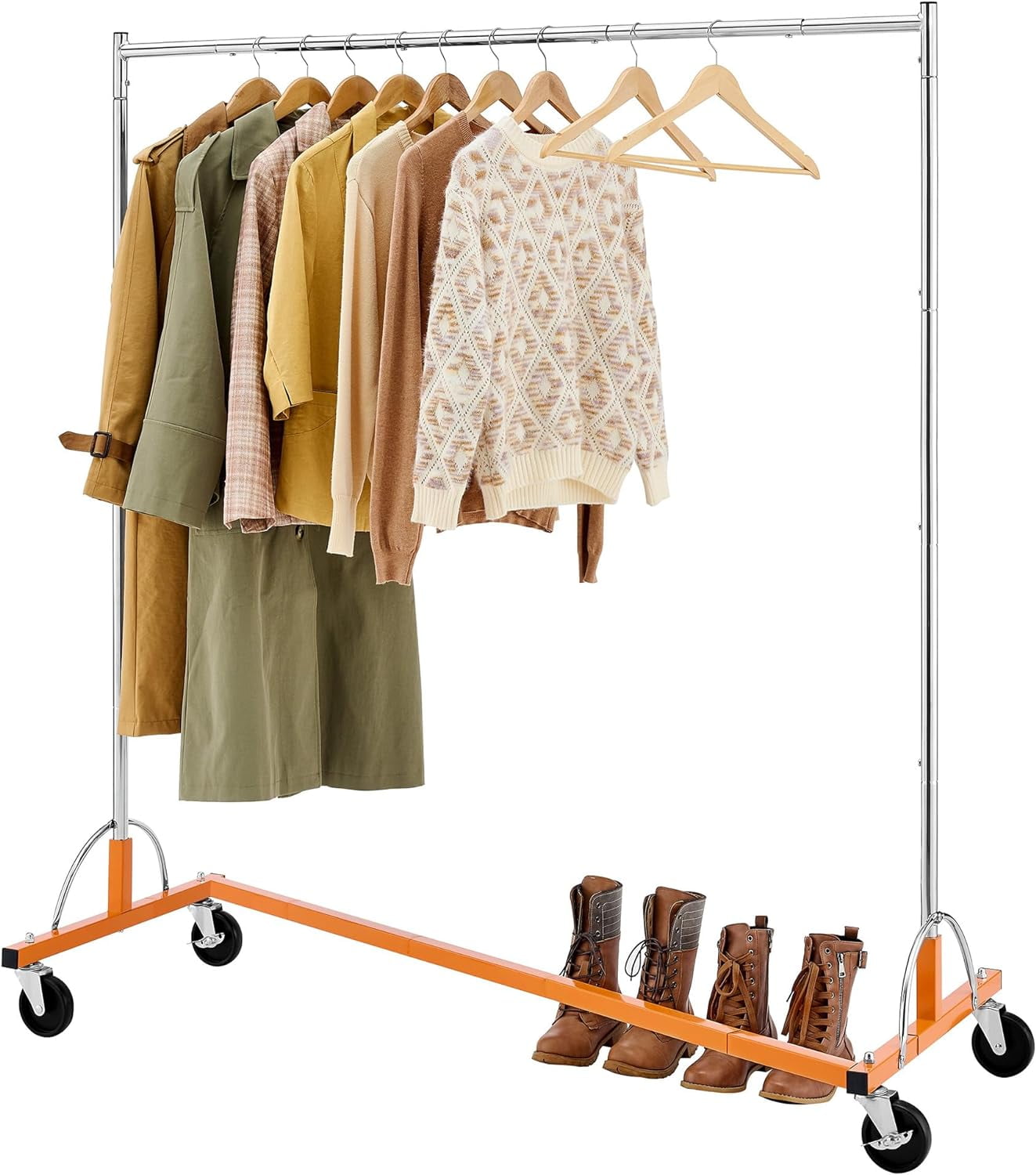 Z Rack, Rolling Clothes Racks with Z-Base, Heavy Duty Garment Rack ...