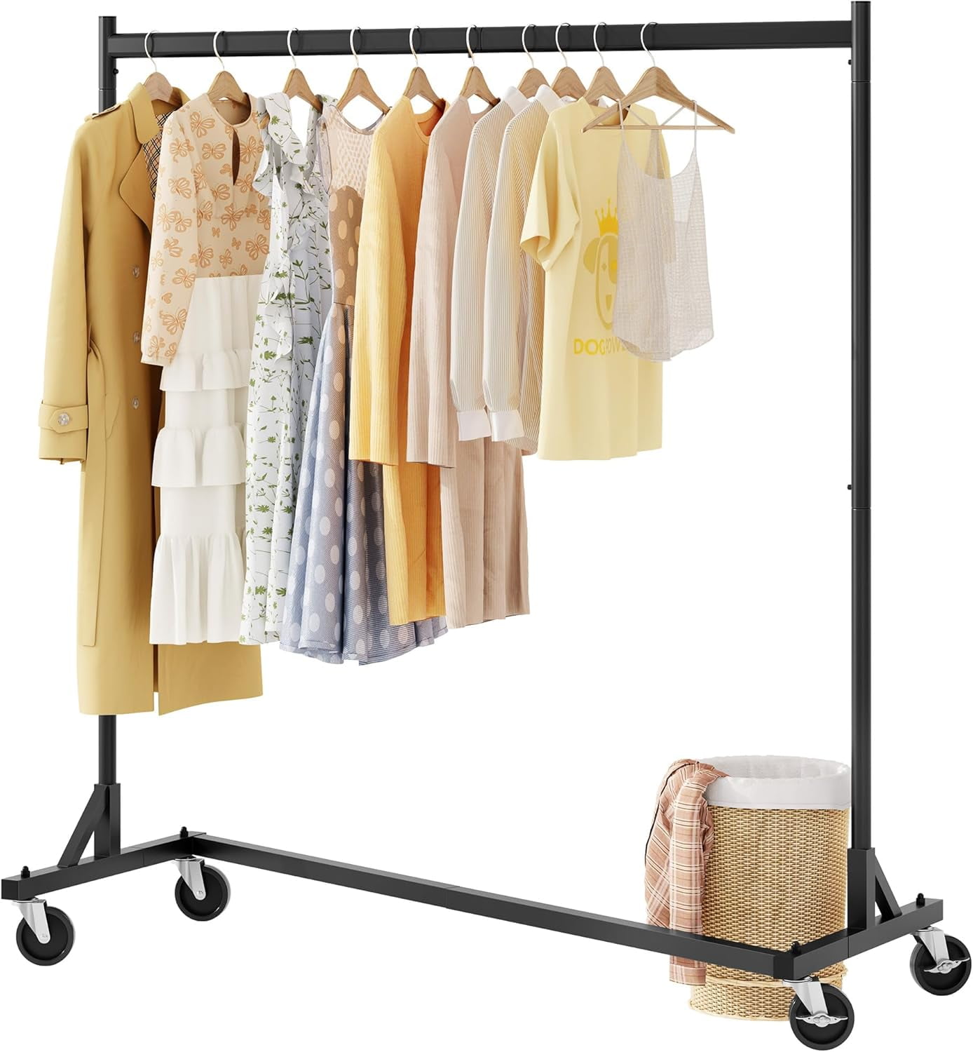 Z Rack, Rolling Clothes Racks with Z-Base, Heavy Duty Garment Rack ...